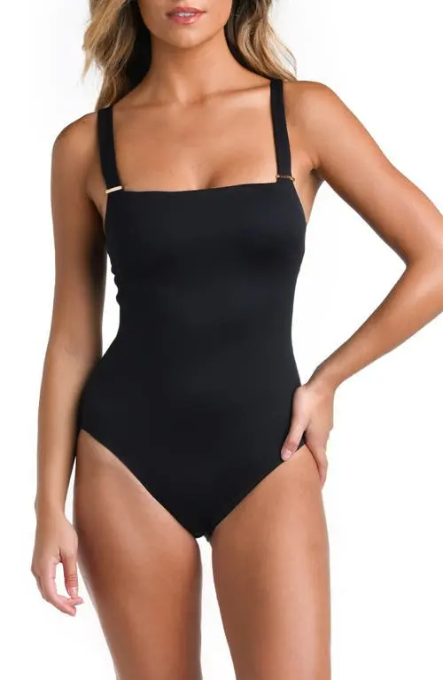La Blanca Square Neck One-piece Swimsuit - Black