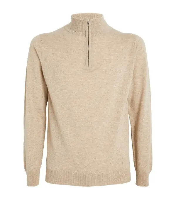 Harrods Cashmere Zip-up Sweater - Beige