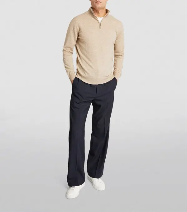 Harrods Cashmere Zip-up Sweater - Beige