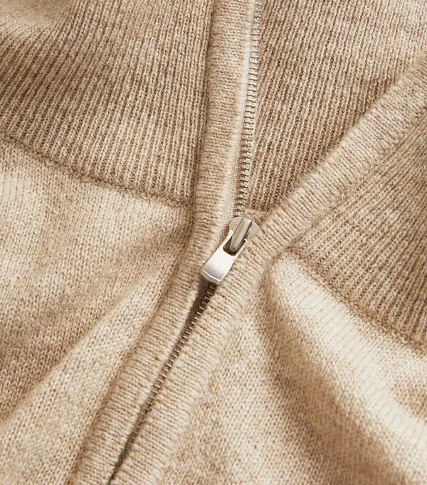 Harrods Cashmere Zip-up Sweater - Beige