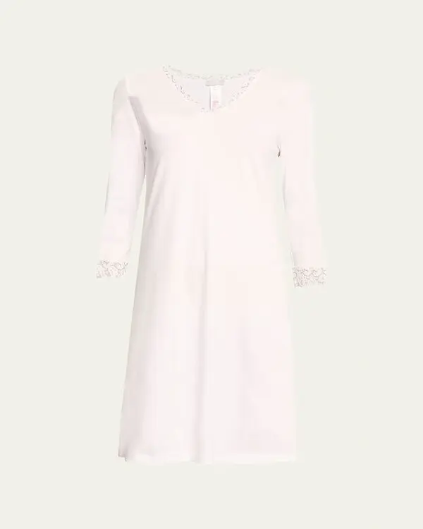 Hanro Mots Lace-trim Cotton Nightgown - White
