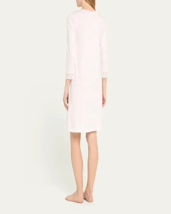 Hanro Mots Lace-trim Cotton Nightgown - White