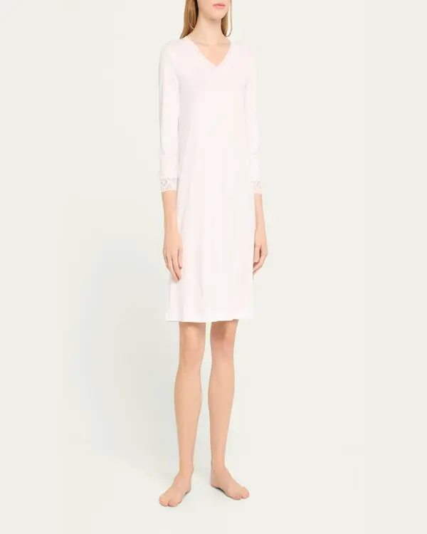 Hanro Mots Lace-trim Cotton Nightgown - White