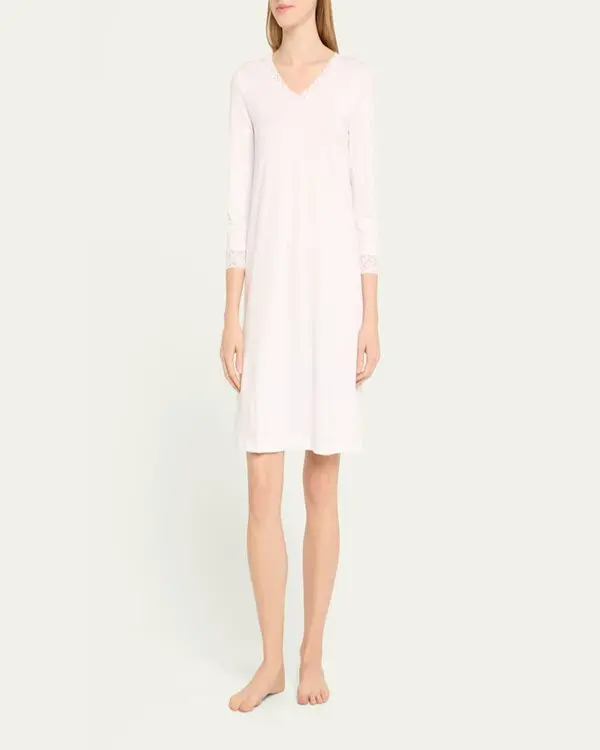 Hanro Mots Lace-trim Cotton Nightgown - White