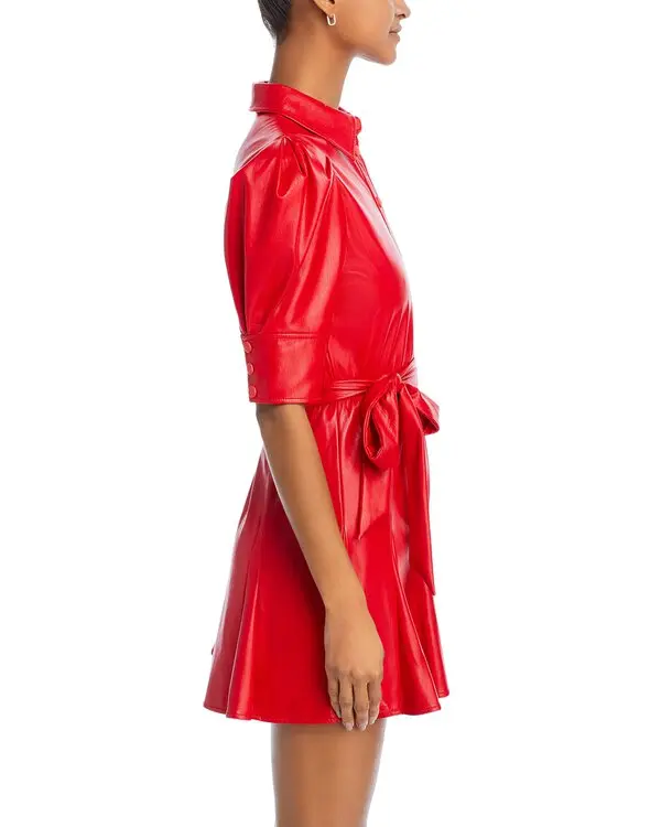 alice and olivia pink leather dress Alice + Olivia Daven Mini Dress, 8 / Red
