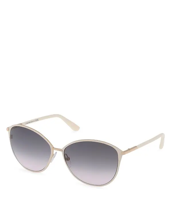 TOM FORD Round Sunglasses, 59mm - Ivory/gray Gradient