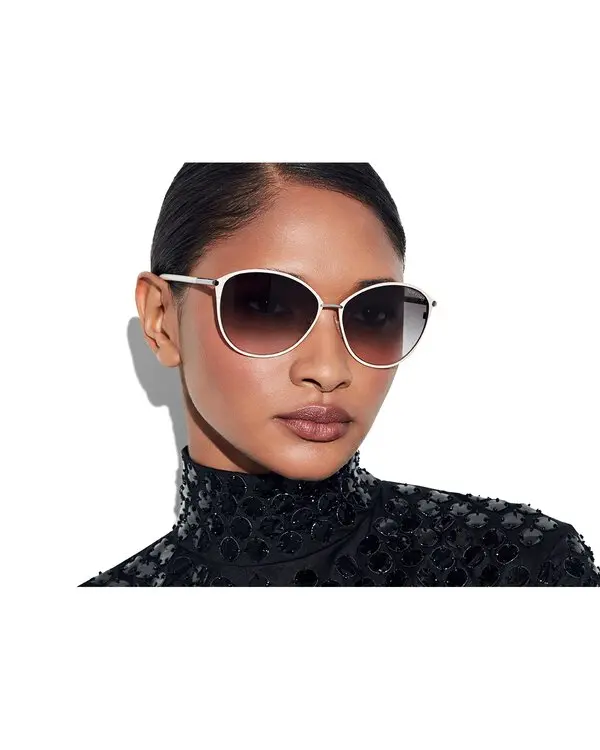 TOM FORD Round Sunglasses, 59mm - Ivory/gray Gradient