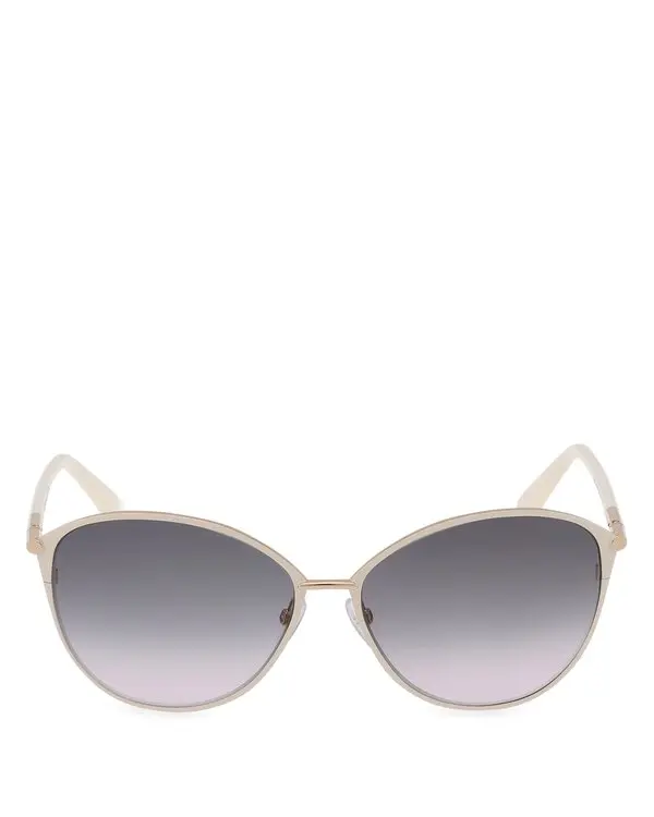 TOM FORD Round Sunglasses, 59mm - Ivory/gray Gradient
