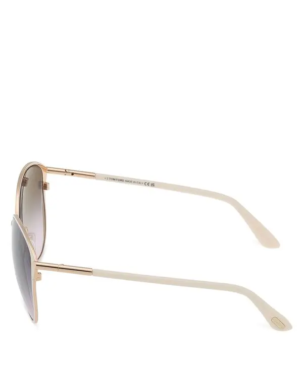 TOM FORD Round Sunglasses, 59mm - Ivory/gray Gradient