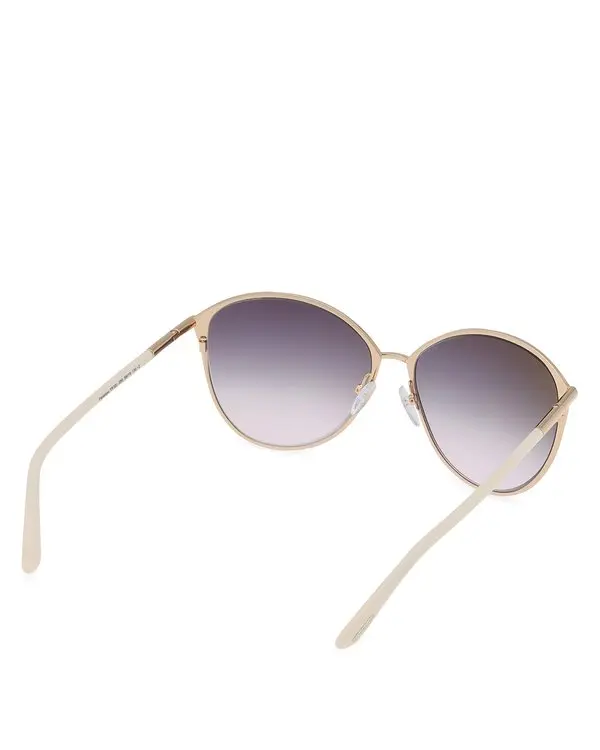 TOM FORD Round Sunglasses, 59mm - Ivory/gray Gradient