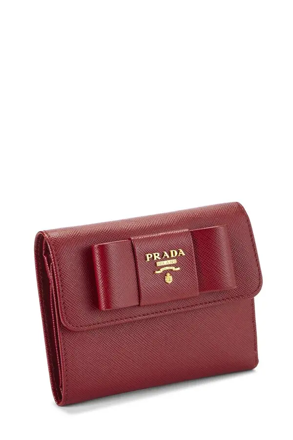 Prada Saffiano Bow Compact Wallet