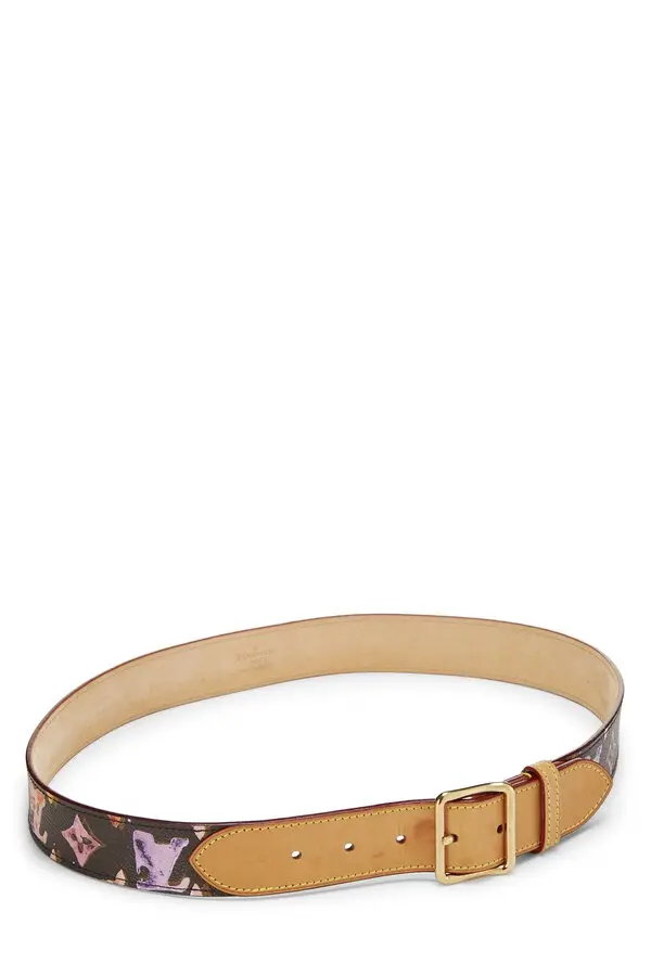 Louis Vuitton Belt Ceinture Monogram Water Color Gold Leather Canvas LOUIS VUITTON Monogram Watercolor Ceinture Belt 34.6 main image 3