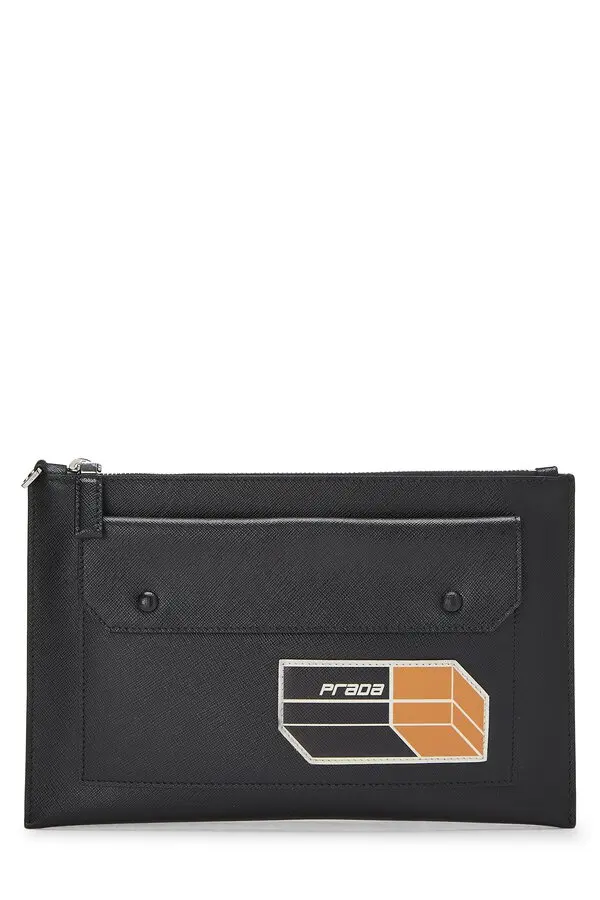 Prada Saffiano Leather Clutch - Black