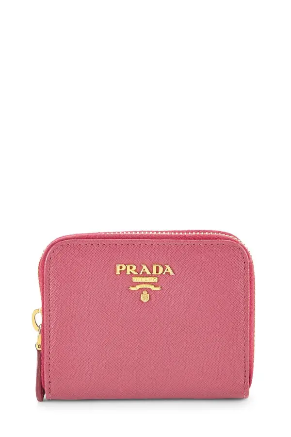 Prada Saffiano Zip Around Coin Purse - Pink