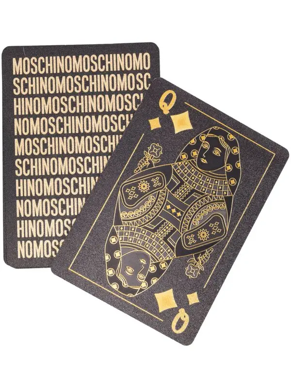 Moschino Monogram-print Faux-leather Deck Of Cards - Black