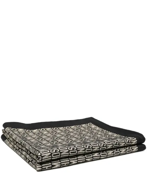 Moschino Intarsia-logo Rectangular Blanket - Black