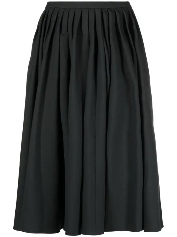 QUIRA Pleated Virgin Wool Skirt
