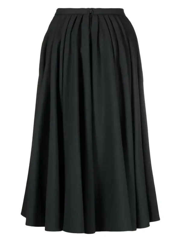 QUIRA Pleated Virgin Wool Skirt