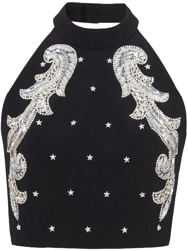 Balmain Baroque Embroidered Sleeveless Top - Black