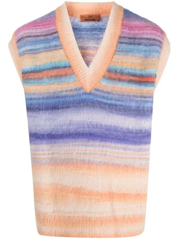 Missoni V-neck Striped Vest - Orange