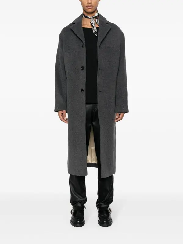 Séfr Notched-lapels Single-breasted Coat - Grey