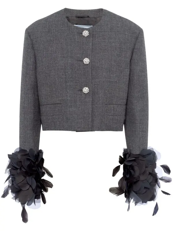 Prada Feather-trim Wool Jacket