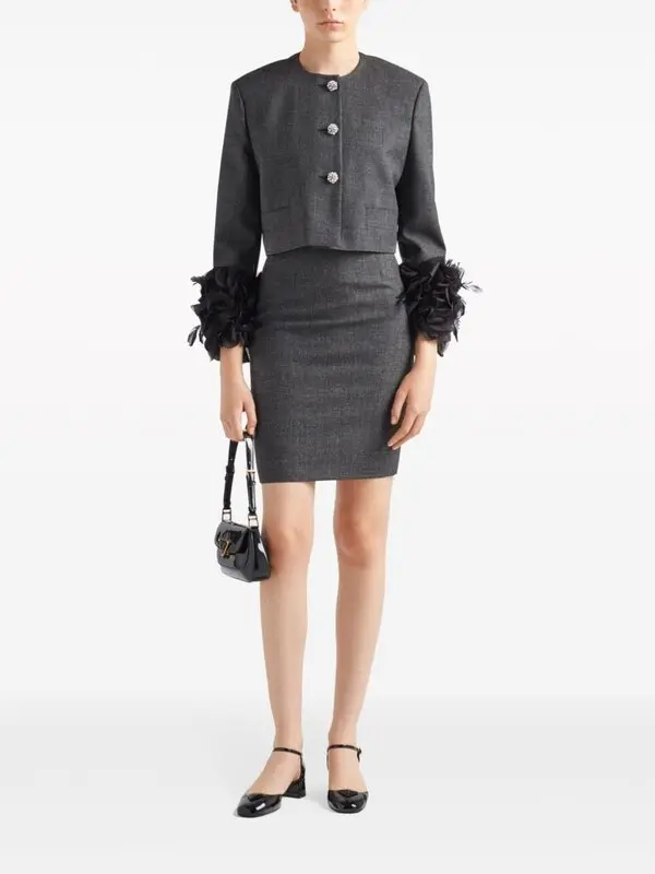 Prada Feather-trim Wool Jacket