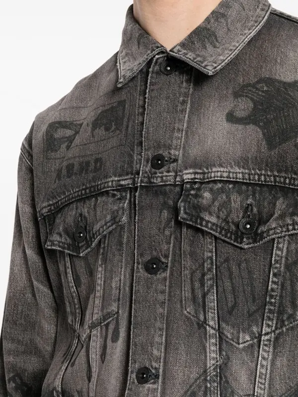 Neighborhood Type-3 Graphic-Print Denim Jacket In Grey - 66% Off