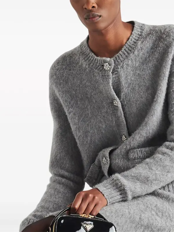 Prada Crystal-button Cashmere Cardigan
