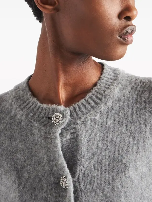 Prada Crystal-button Cashmere Cardigan