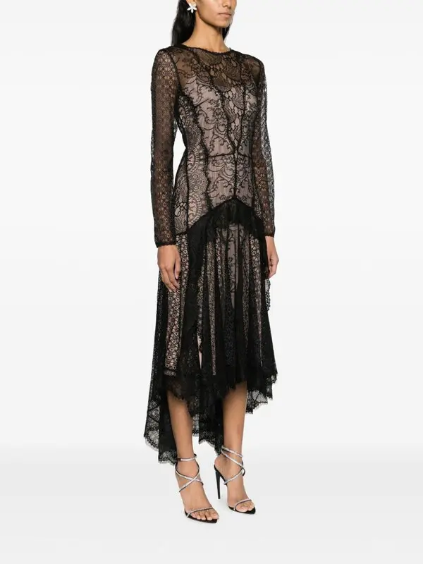 Alberta Ferretti Floral-lace Ruffled Midi Dress