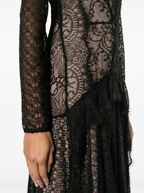 Alberta Ferretti Floral-lace Ruffled Midi Dress
