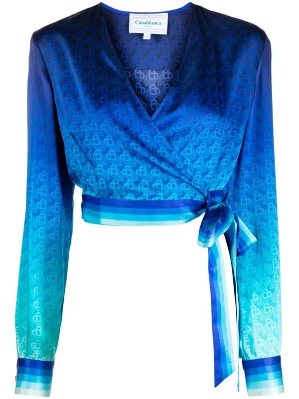 Casablanca The Night View Wrap Blouse - Blue