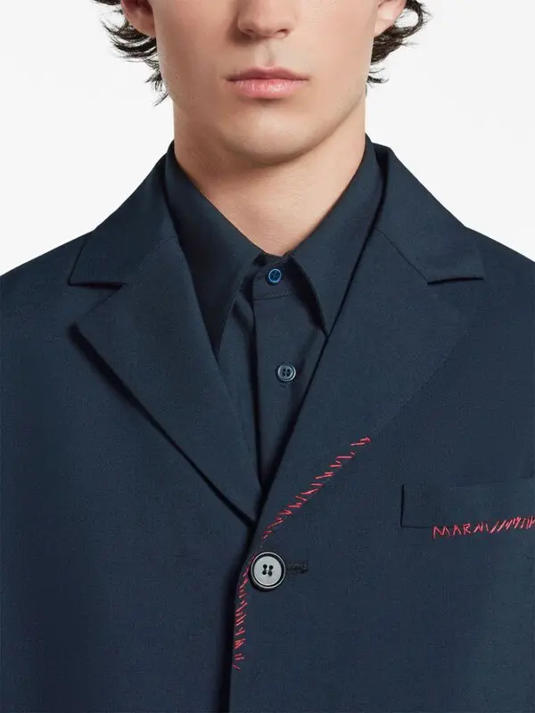 Marni Contrast-stitch Wool Blazer