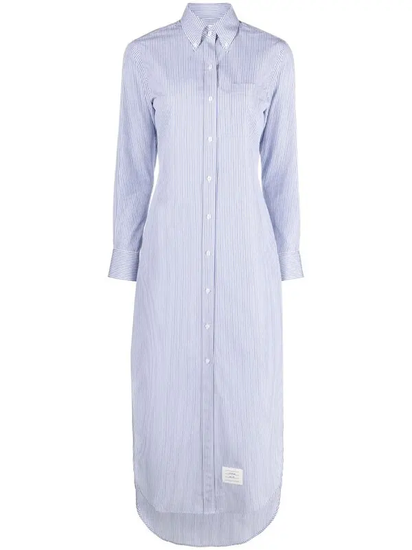 Thom Browne Logo-patch Striped Maxi Shirtdress