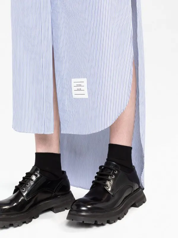 Thom Browne Logo-patch Striped Maxi Shirtdress