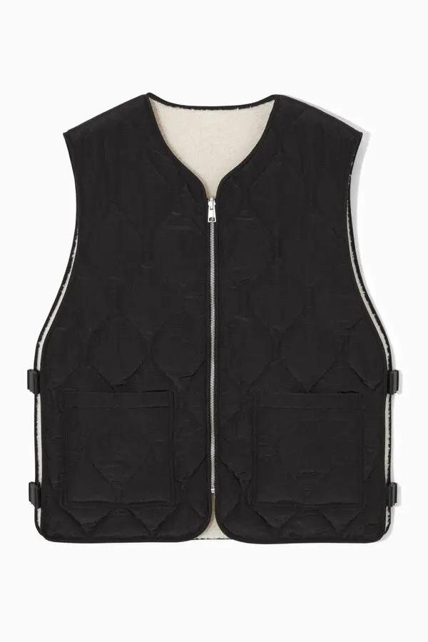 Cos Reversible Fleece-Lined Utility Vest In Black - 50% Off