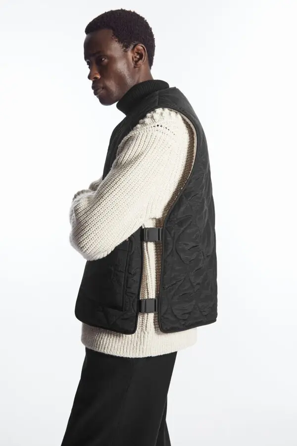 Cos Reversible Fleece-Lined Utility Vest In Black - 50% Off