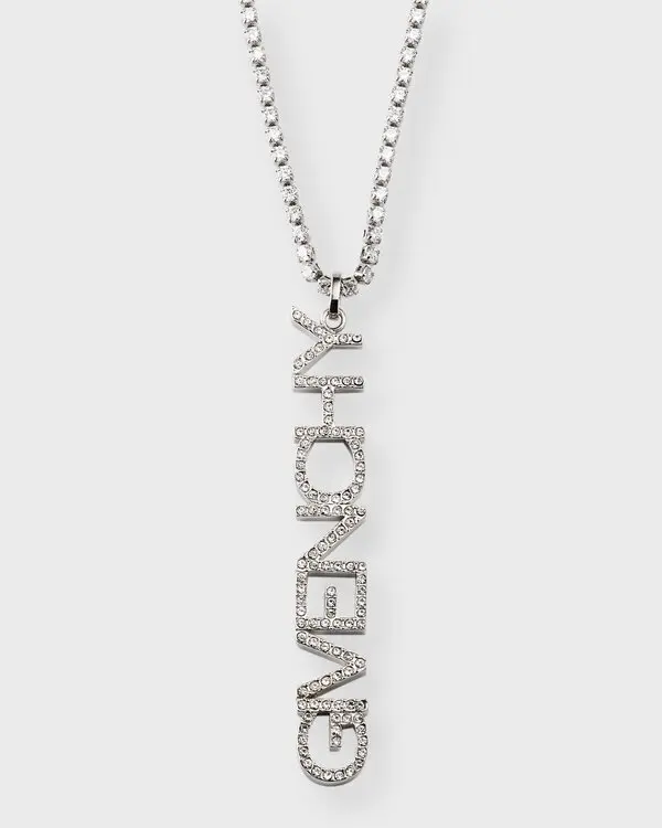 Givenchy Crystal Logo Pendant Necklace - Silver