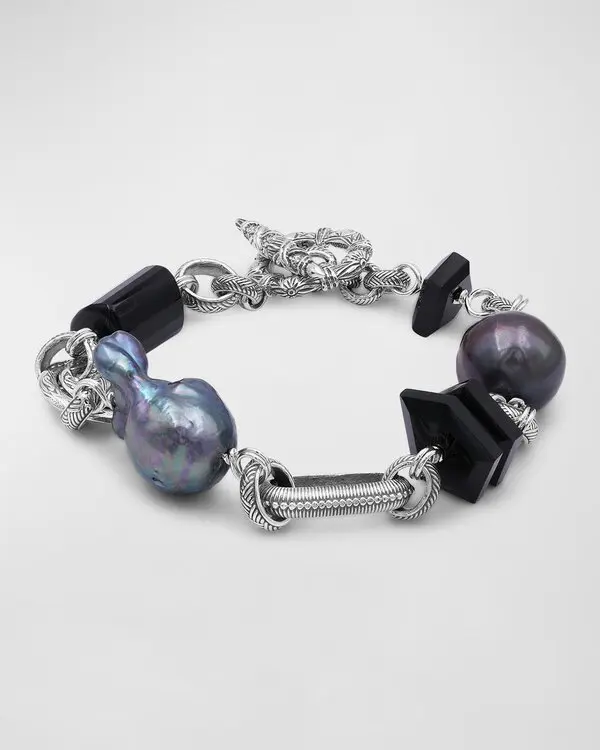 Stephen Dweck Agate And Pearl Bracelet - Black
