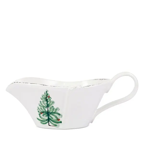 VIETRI Lastra Holiday Sauce Server - White