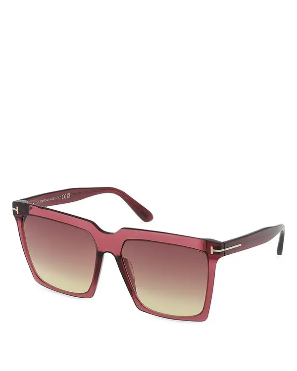TOM FORD Square Sunglasses, 58mm - Red/brown Gradient