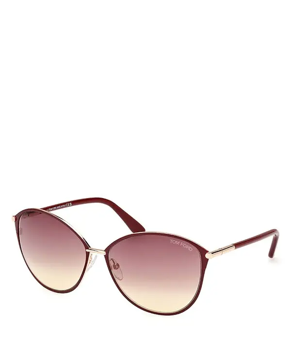 TOM FORD 59mm Round Frame Sunglasses - Red/pink Gradient
