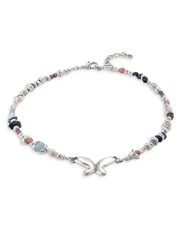 UNODE50 Sterling -plated Necklace With Multicolor Handmade Crystals And Butterfly Motif