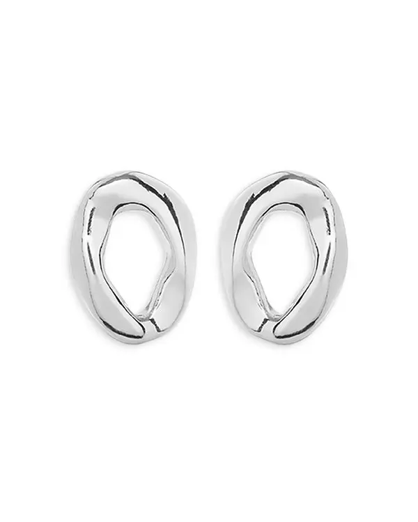UNODE50 Sculpted Link Hoop Earrings - Silver
