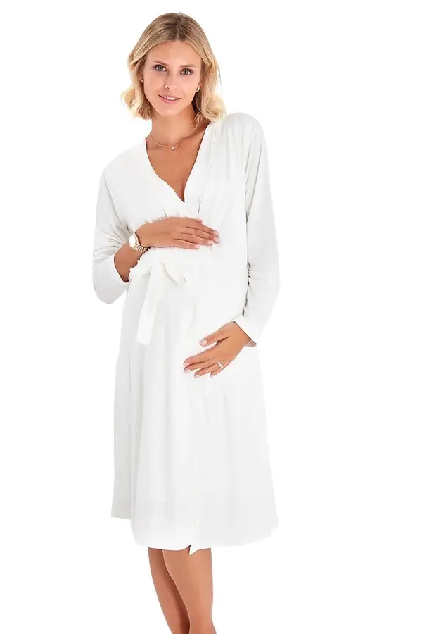 ACCOUCHEE Sleep Well Maternity/nursing Nightgown & Robe Set - Ecru