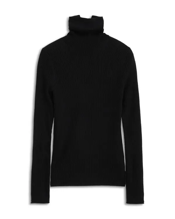 ALEX MILL Christy Rib Cotton Blend Turtleneck Sweater - Black