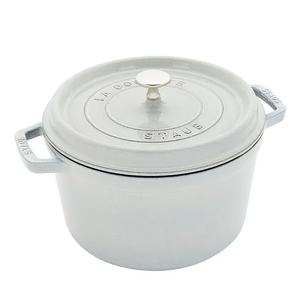 STAUB Round Cocotte, 7 Quarts - White Truffle
