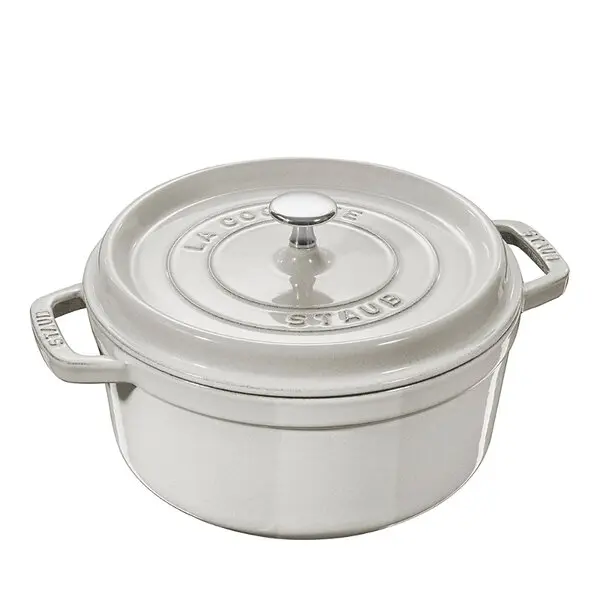 STAUB Round Cocotte, 5.5 Quart - White Truffle