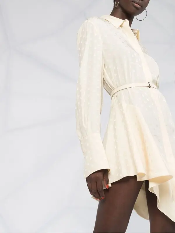 Off-White Asymmetric Ruffled Shirt Dress